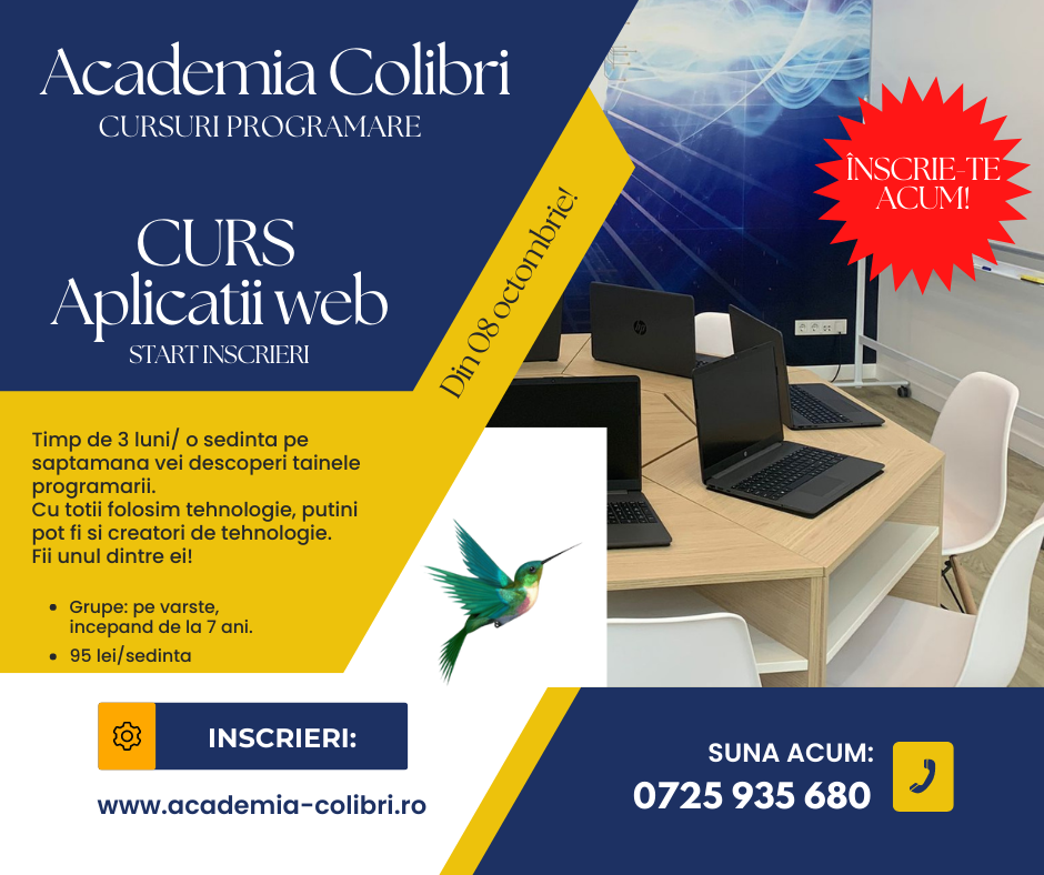 Cursuri Aplicatii web - Cursuri copii Ploiesti - Academia Colibri